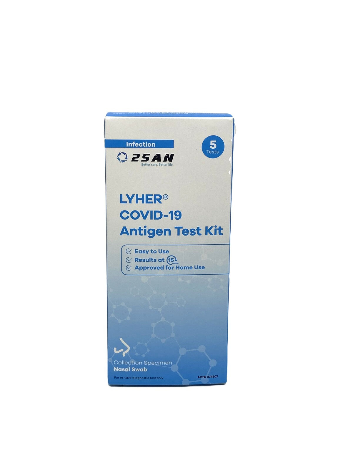 Lyher COVID-19 Rapid Antigen Nasal Self Test Easy to Use - 5 Pack ...