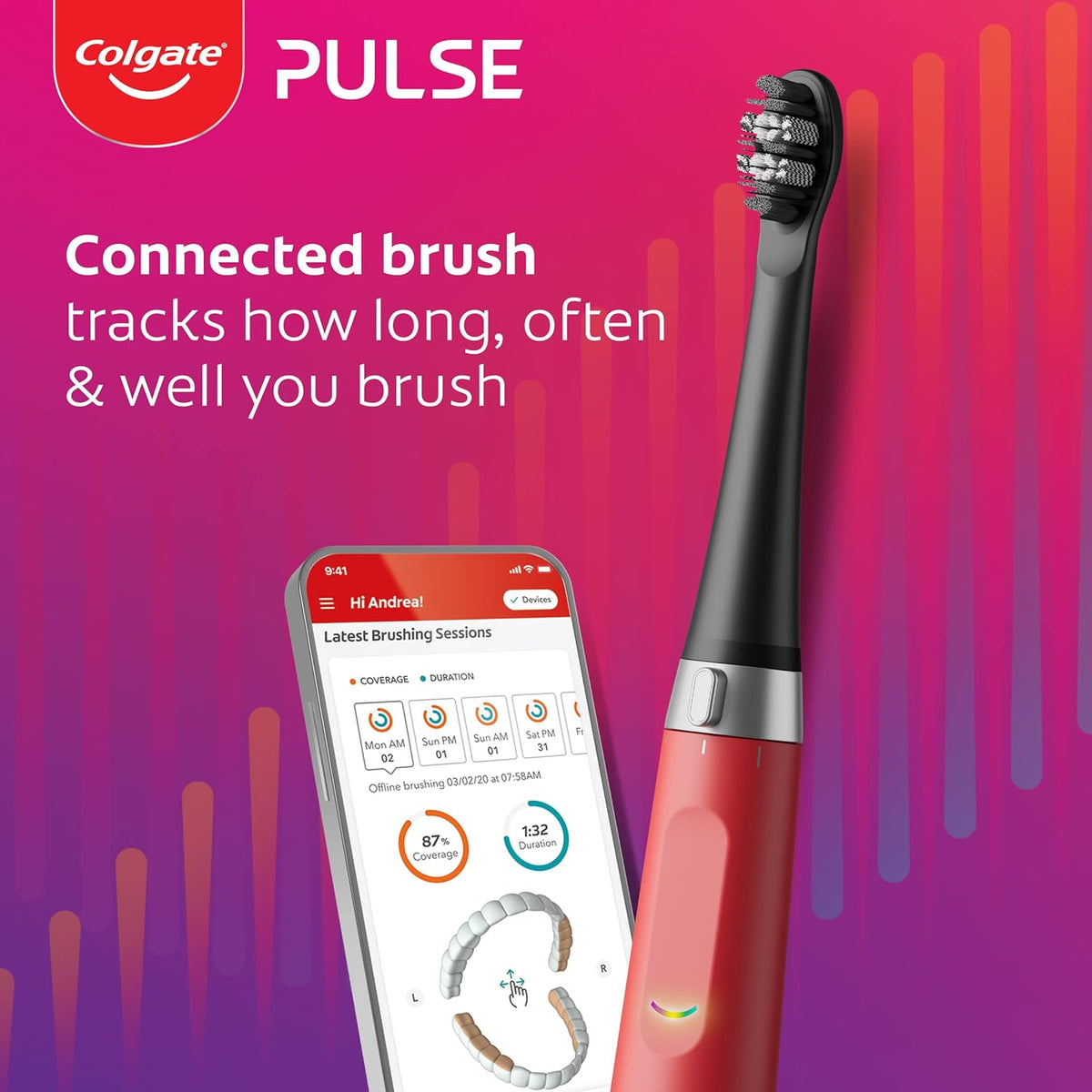 Colgate Pulse Connected Series 2 Deep Clean & Whitening Electric Tooth ...