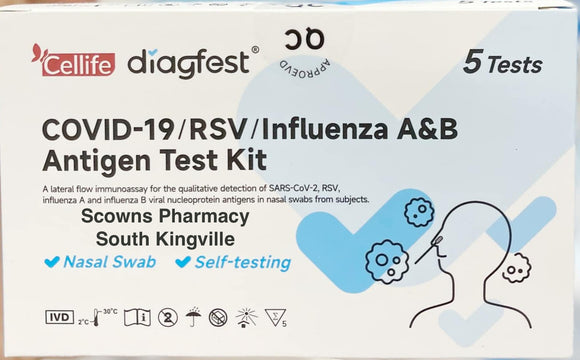 Cellife Diagfest COVID-19 RSV Influenza A&B All in one Antigen Test Ki ...