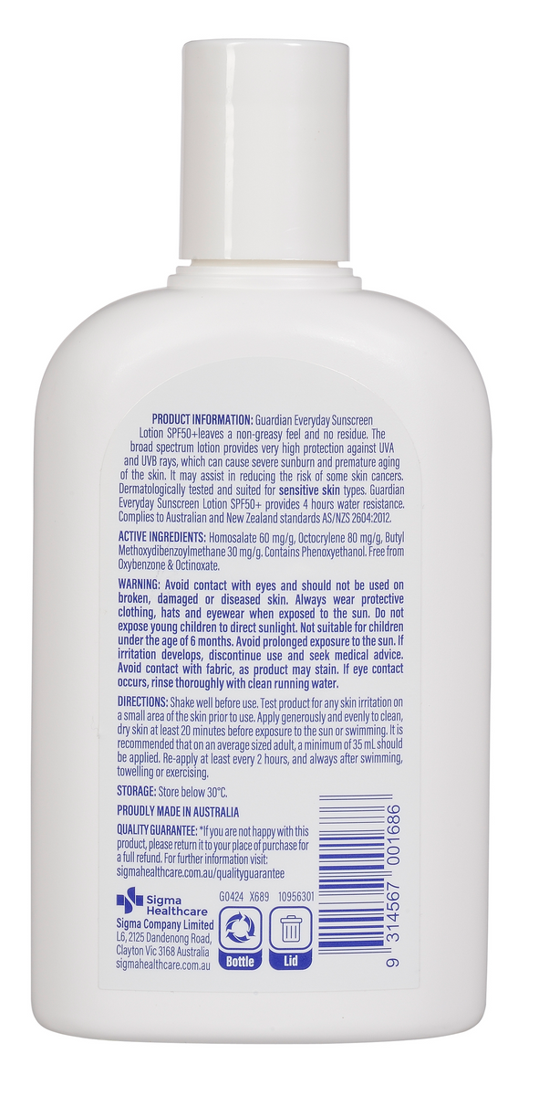 GUARDIAN Everyday Sunscreen Suitable For Sensitive Skin SPF50+ 250ml ...