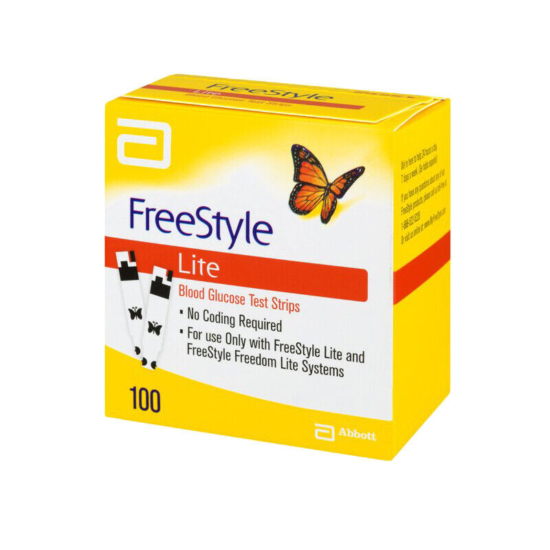 Abbott FreeStyle Lite Glucose Strip Self Testing Freedom InsuLinx 100 ...