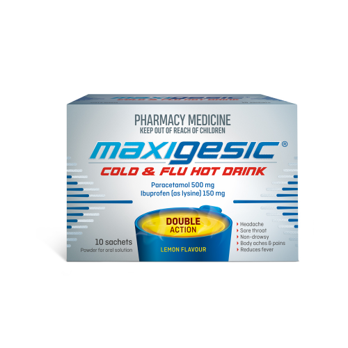 MAXIGESIC Cold & Flu Hot Drink Lemon Flavour 10 Sachets – Scown's Pharmacy