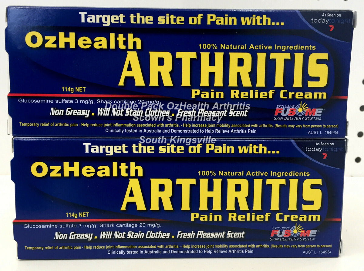 2 x Genuine OzHealth Arthritis Pain Relief Cream 114g Glucosamine Plus ...