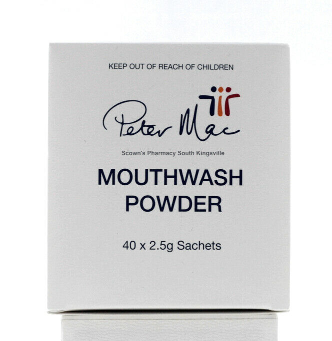 Peter Mac Mouthwash Powder 40 x 2.5g Sachets Sodium Biocarbonate Oral ...