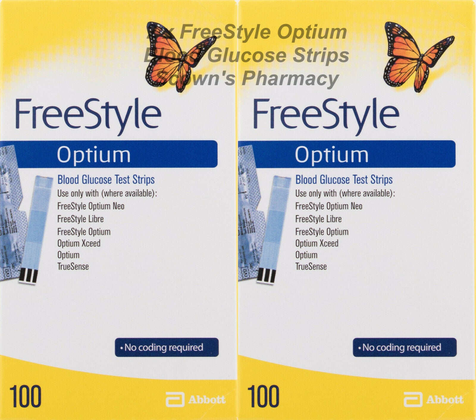 Abbott Freestyle Optium Neo Blood Glucose Strips 100x2 = 200 Tests ...