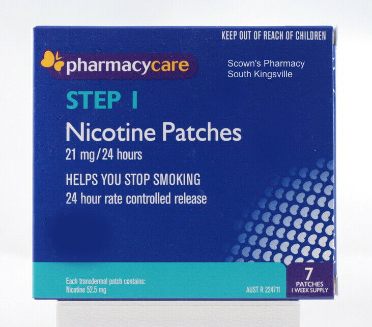 Pharmacy Care Nicotine 7 Patches 21mg 24 Hours Step 1 – Scown's Pharmacy