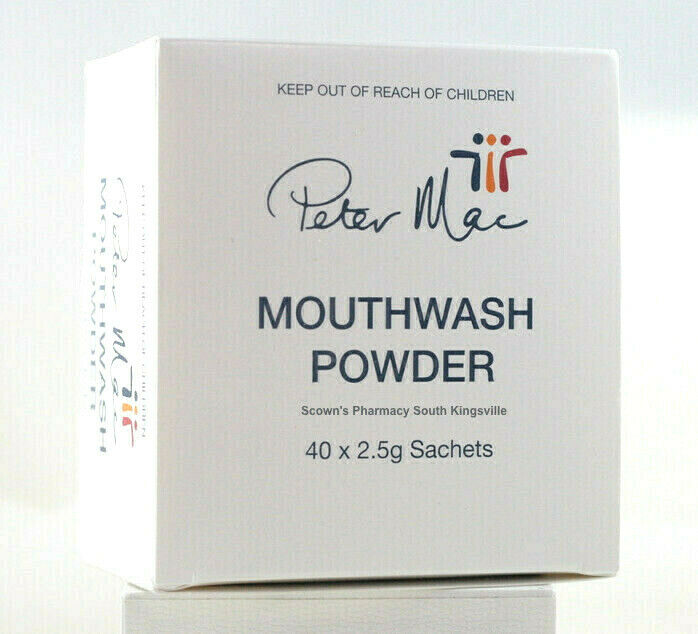 Peter Mac Mouthwash Powder 40 x 2.5g Sachets Sodium Biocarbonate Oral ...