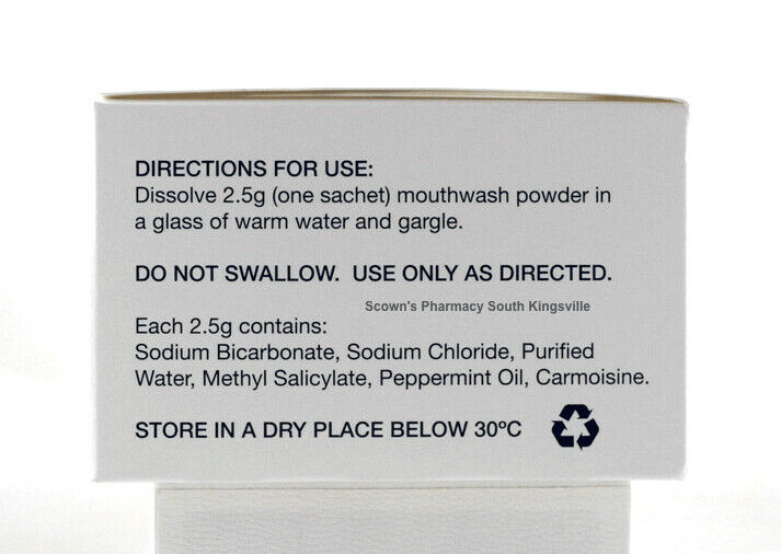 Peter Mac Mouthwash Powder 40 x 2.5g Sachets Sodium Biocarbonate Oral ...