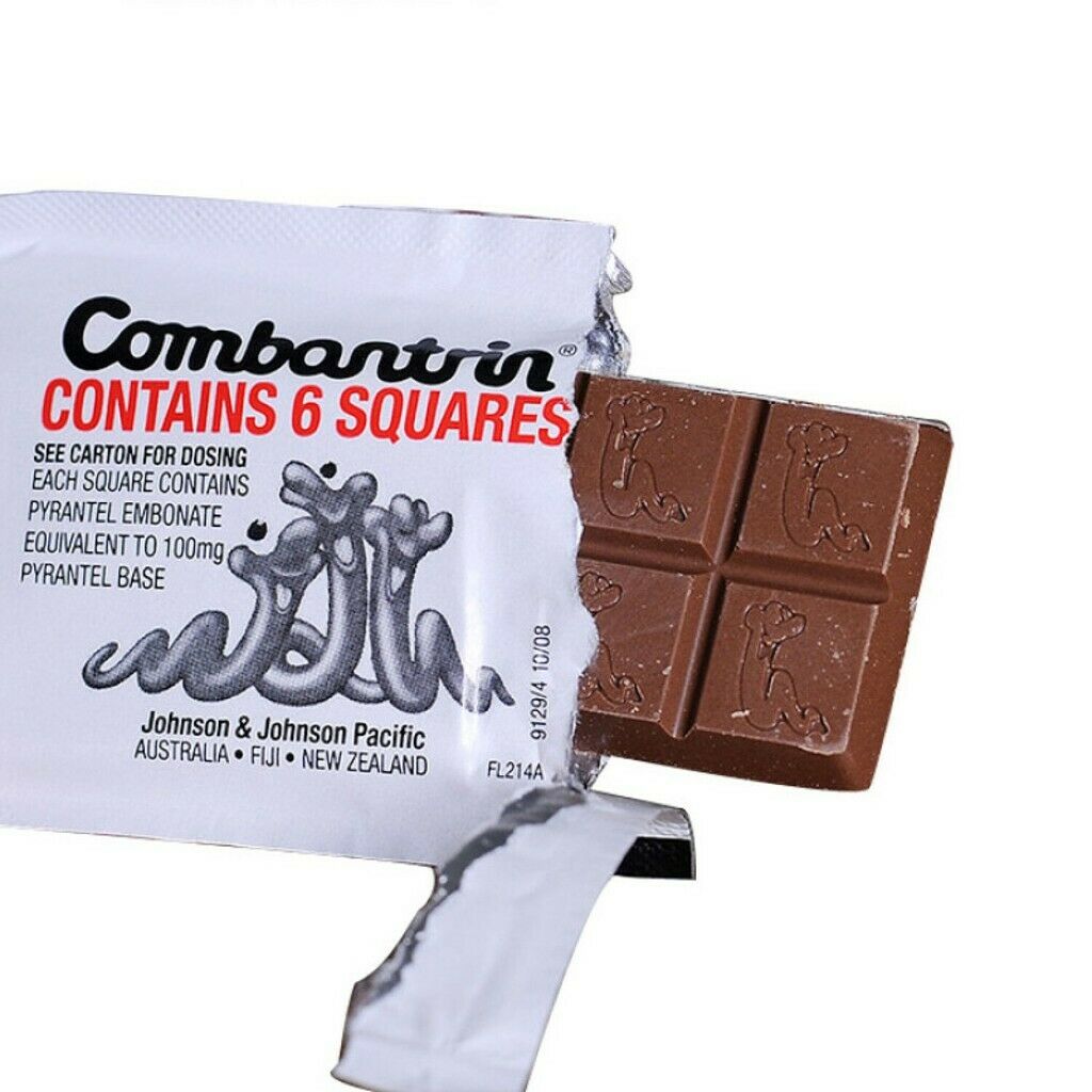 Combantrin 24 Chocolate Pyrantel Squares for Threadworm, Roundworm & H ...