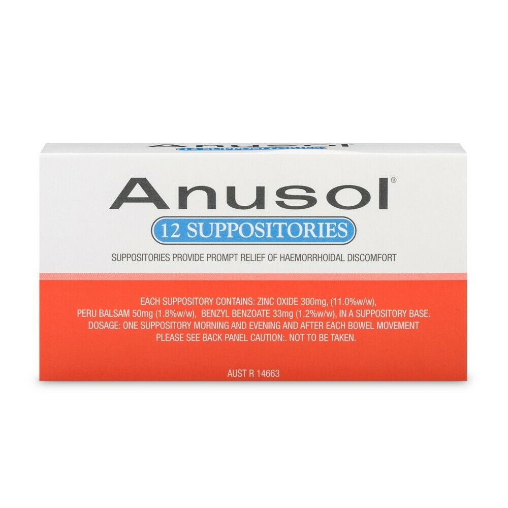Anusol Ointment 50g & Suppositories 12 Duo Pack Haemorrhoidal Discomfo ...