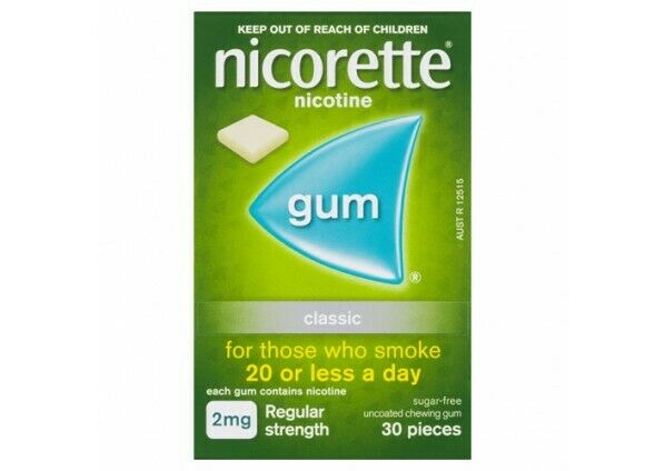 Nicorette Nicotine Gum Regular Strength Uncoated Classic 2mg 30 Pack ...