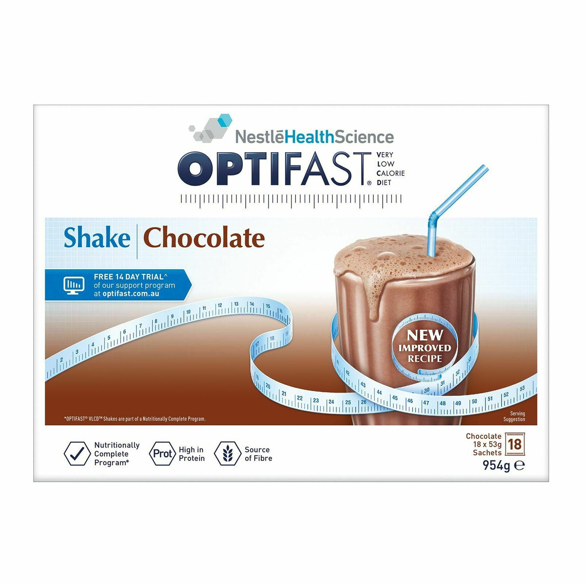 Optifast VLCD Chocolate Weight Loss Shake - 18 x 53g Sachets High Prot ...