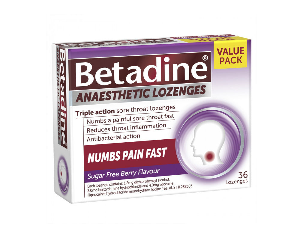 Betadine Anesthetic Lozenges Berry 36 Pack – Scown's Pharmacy