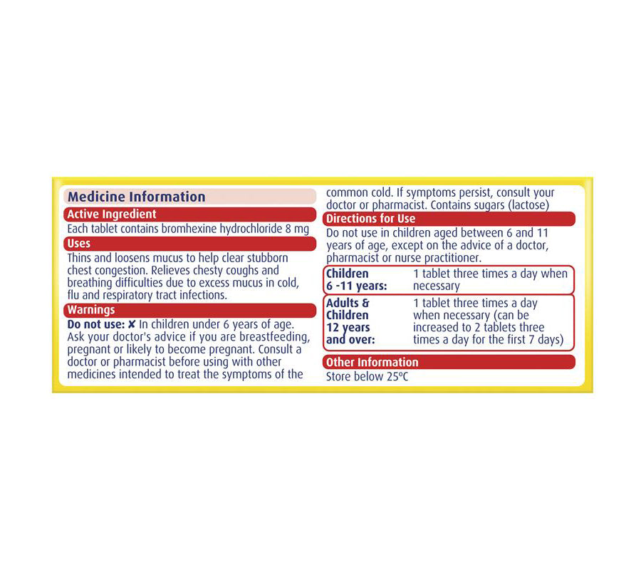 Bisolvon Chesty Forte 8mg 50 Tablets – Scown's Pharmacy
