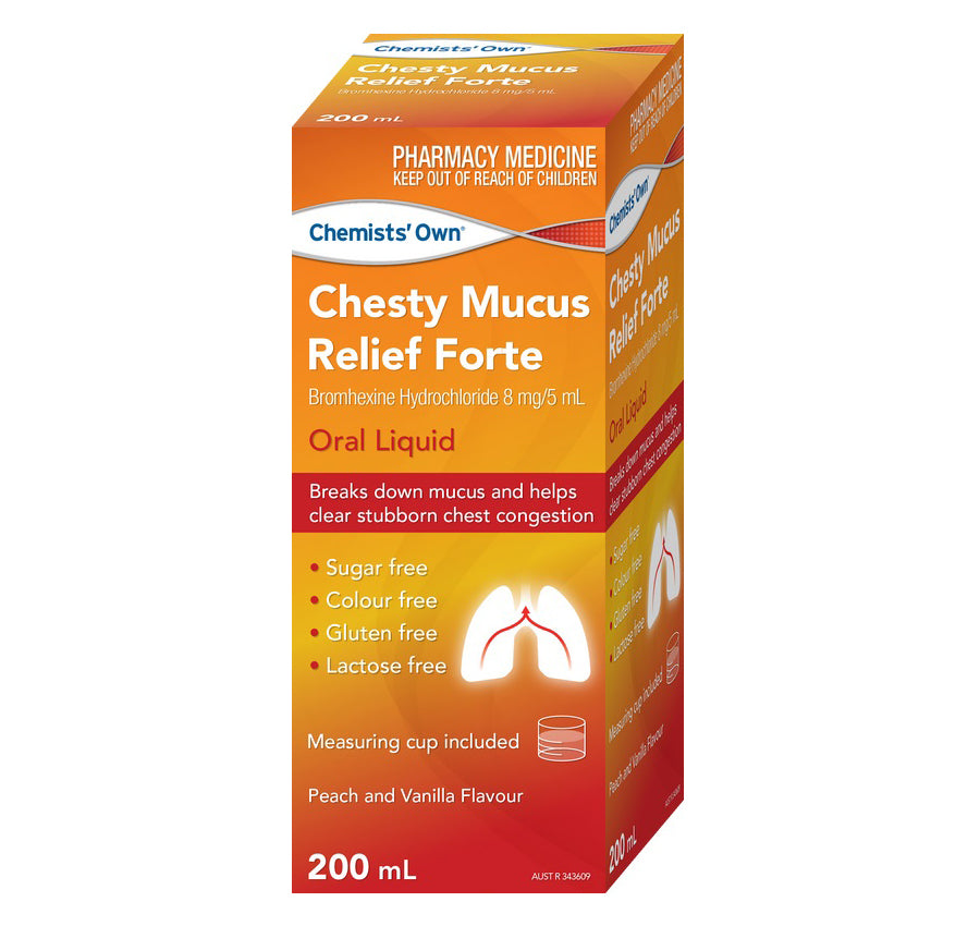Chemists Own Chesty Mucus Relief Forte Peach-Vanilla 200mL – Scown's ...