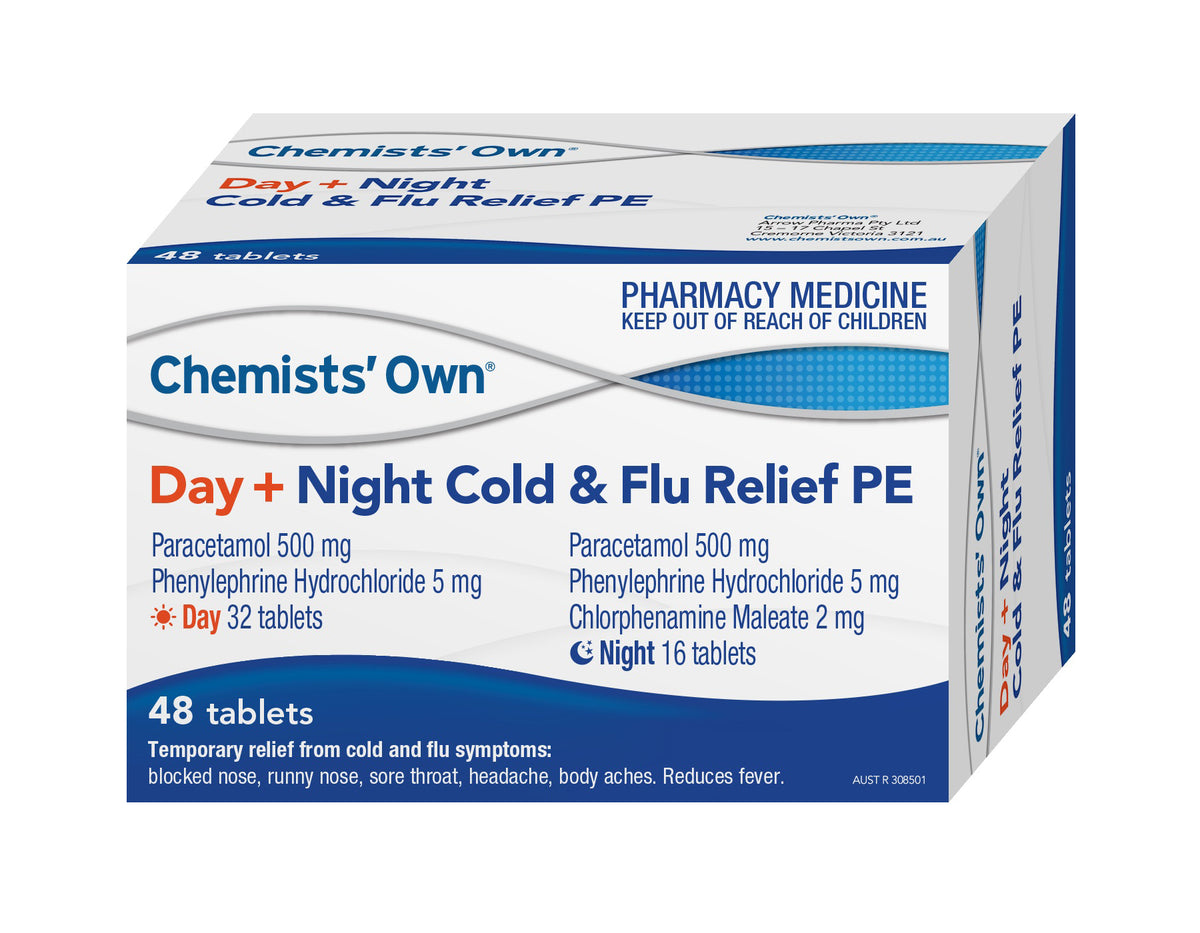 Chemists Own Cold & Flu Relief Day + Night PE 48 Tablets – Scown's Pharmacy