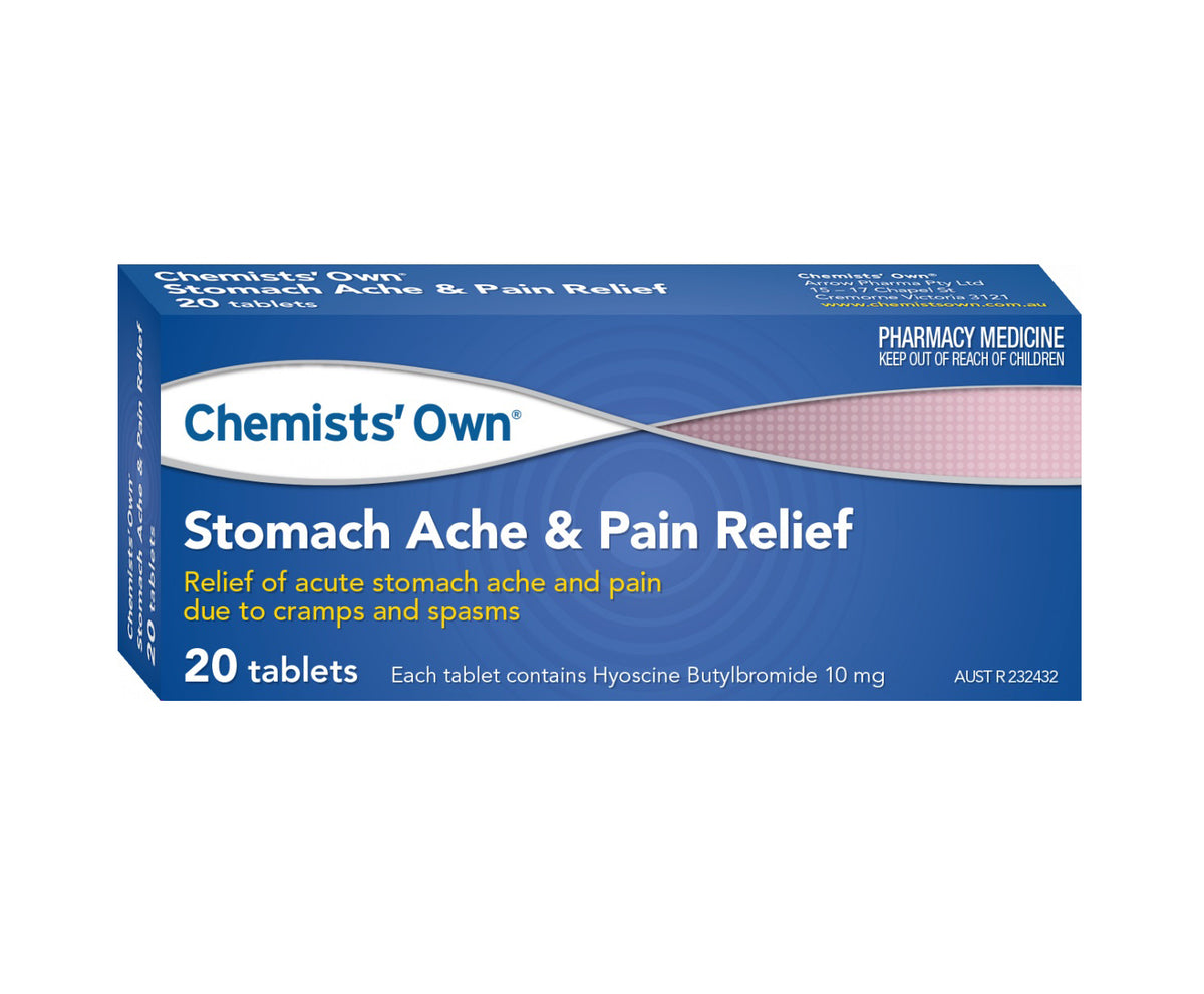Chemists Own Stomach Ache & Pain Relief 10mg 20 Tablets – Scown's Pharmacy