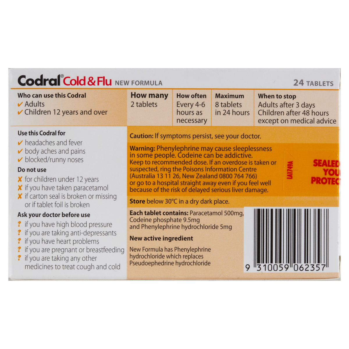Codral PE Cold & Flu 24 Tablets – Scown's Pharmacy
