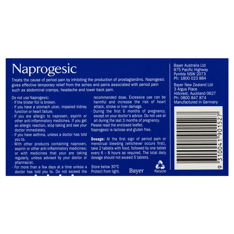 Naprogesic Period Pain Tablets 275mg 24 Pack – Scown's Pharmacy