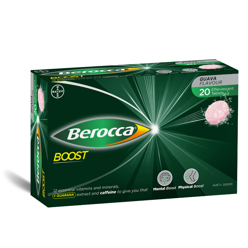 Berocca Boost Vitamin Energy With Guarana 20 Effervescent Tablets ...