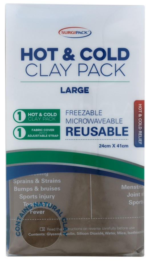 Surgipack Hot or Cold Clay Pack + Fabric Cover - 24cm x 41cm Large ...