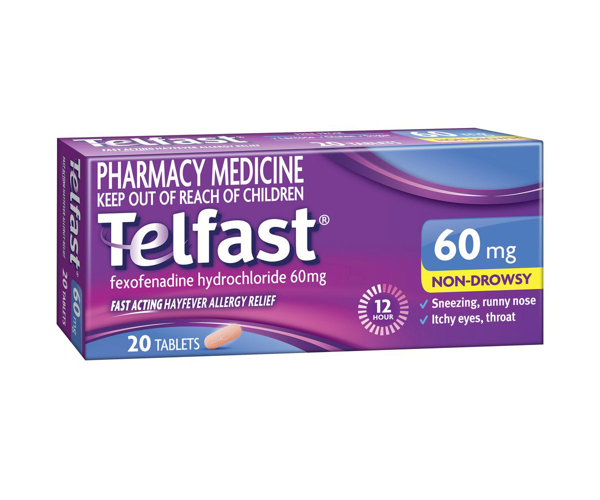 Telfast 60mg Hayfever Relief 20 Tablets – Scown's Pharmacy