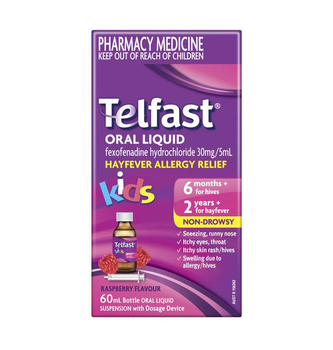 Telfast Oral Liquid Antihistamine For Kids 60ml – Scown's Pharmacy