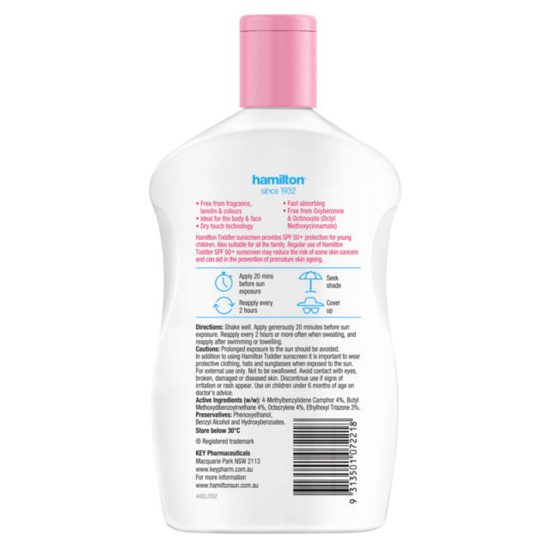 Hamilton Toddler Lotion with SPF50+ 250 ml – Scown's Pharmacy