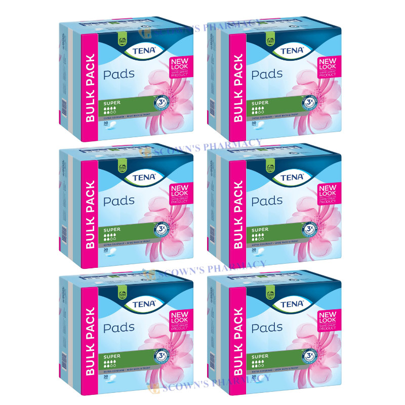 6 x TENA Pad Lady Super Bulk Pack 30 Pads = 180 Pads – Scown's Pharmacy